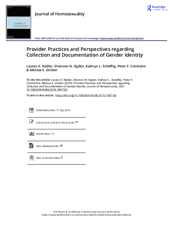 (PDF) Provider Practices and Perspectives regarding Collection and ...