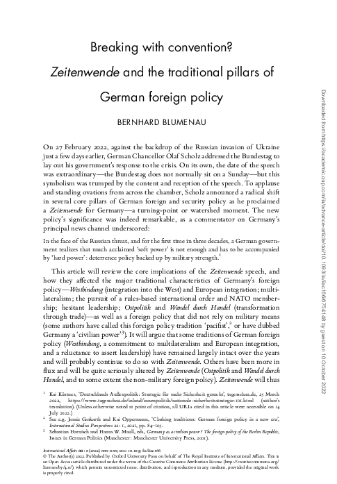 (PDF) Breaking with convention? Zeitenwende and the traditional pillars ...