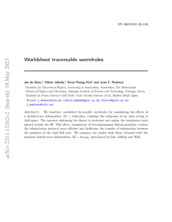 (PDF) Worldsheet traversable wormholes | Viktor Jahnke - Academia.edu
