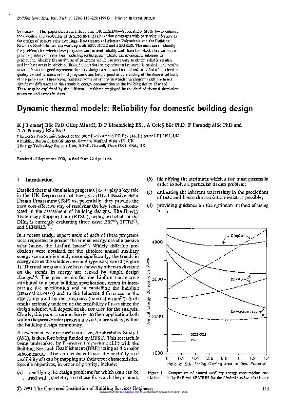 (PDF) Dynamic thermal models: Reliability for domestic building design
