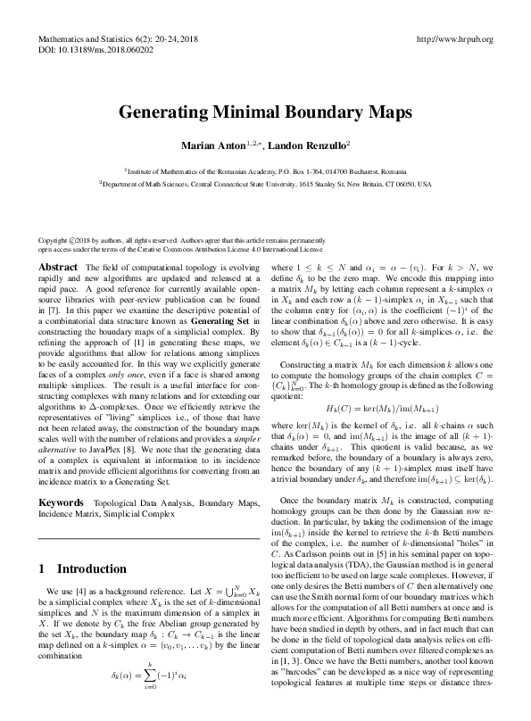 (PDF) Generating Minimal Boundary Maps