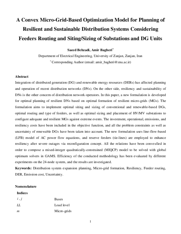 (PDF) A Convex Micro-Grid-Based Optimization Model for Planning of Resilient and Sustainable ...