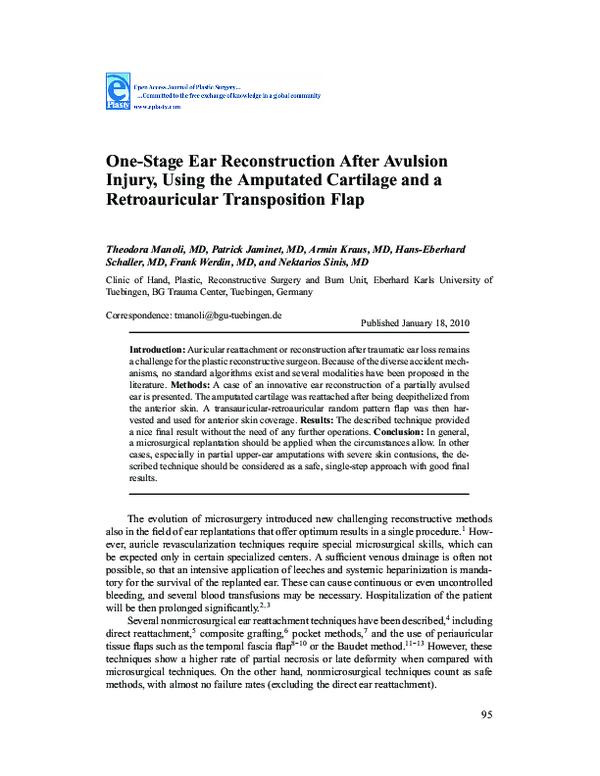 (PDF) One-stage ear reconstruction after avulsion injury, using the ...