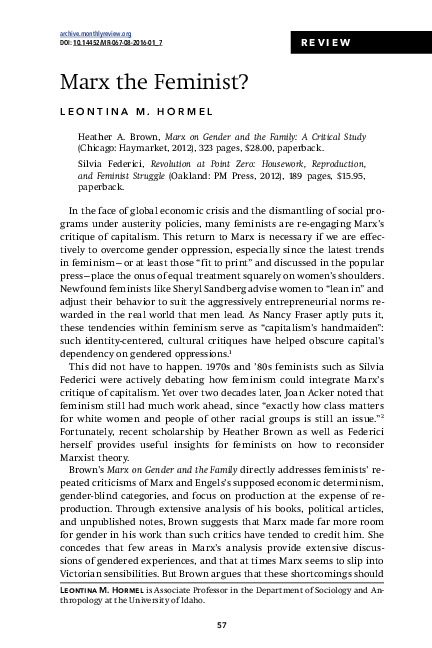 (PDF) Marx the Feminist?