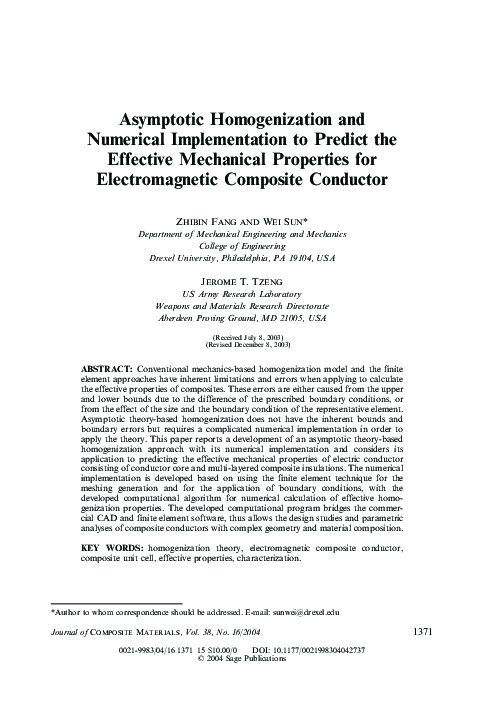 (PDF) Asymptotic Homogenization and Numerical Implementation to Predict the Effective Mechanical ...