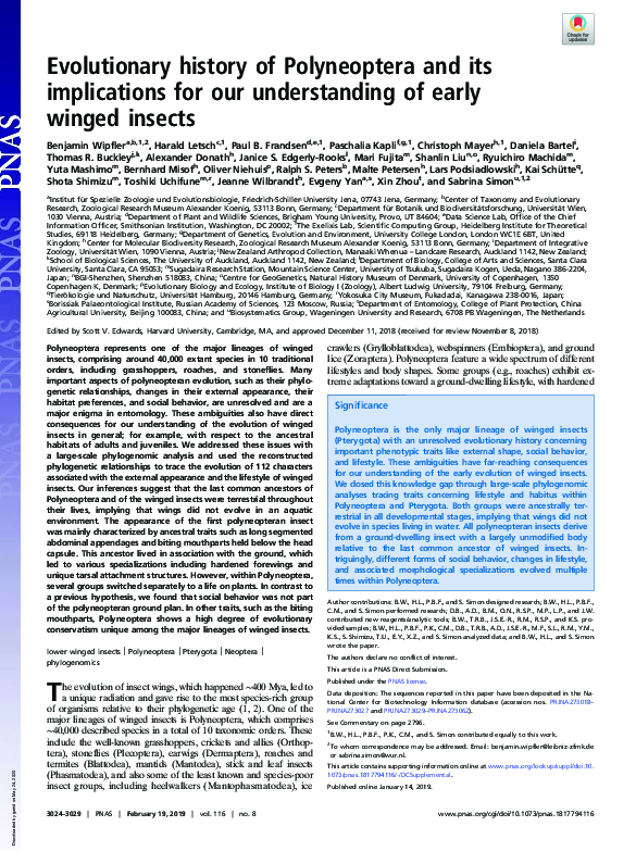 (PDF) Evolutionary history of Polyneoptera and its implications for our ...
