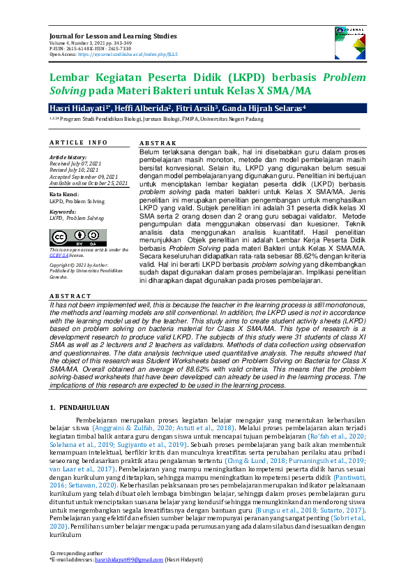 (PDF) Lembar Kegiatan Peserta Didik (LKPD) berbasis Problem Solving ...