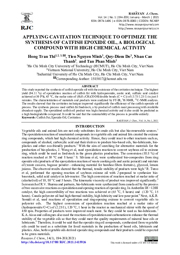 (PDF) Applying Cavitation Technique to Optimize the Synthesis of ...