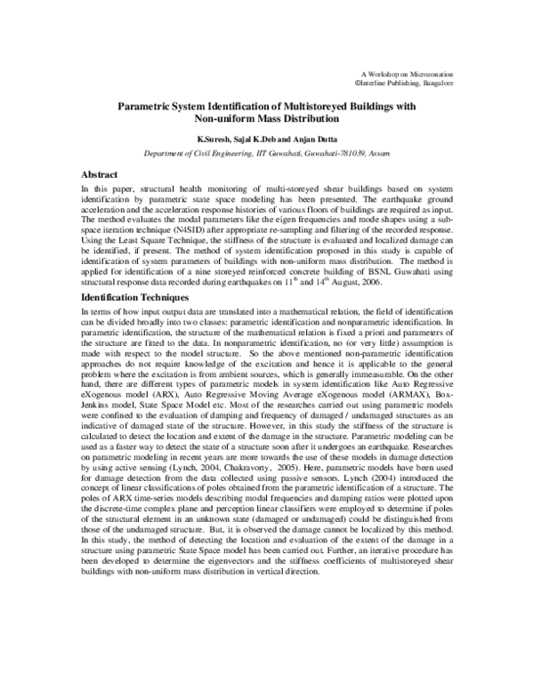 (PDF) Parametric System Identification of Multistoreyed Buildings with Non-uniform Mass Distribution