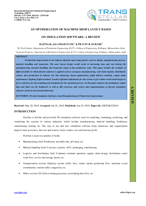 (PDF) An Optimization Of Machine Shop Layout Based On Simulation ...