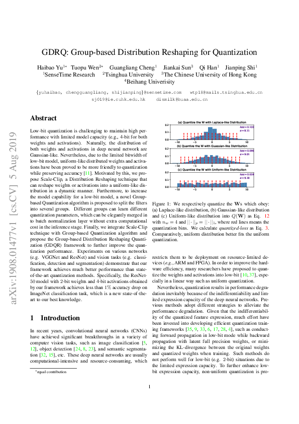 (PDF) Group-based Distribution Reshaping for Improved Quantization