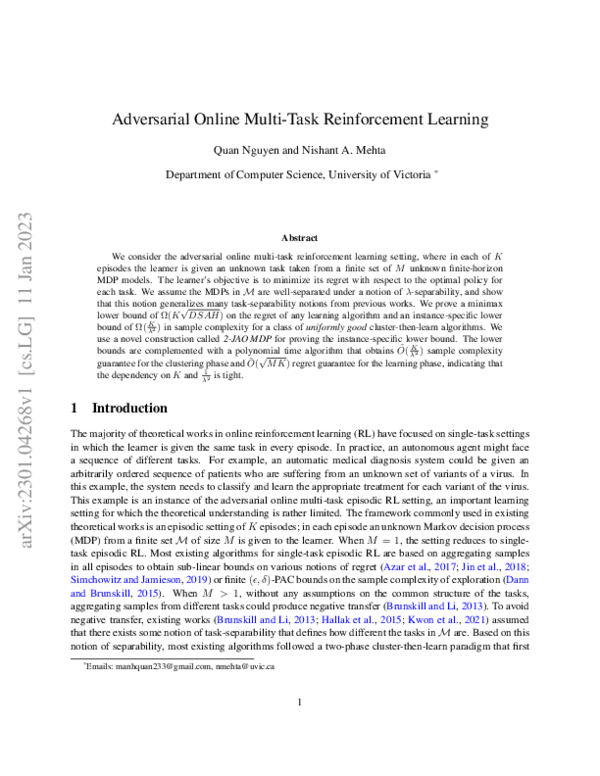 Adversarial Online Multi-Task Reinforcement Learning