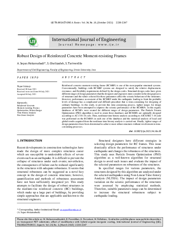 Pdf Robust Design Of Reinforced Concrete Moment Resisting Frames