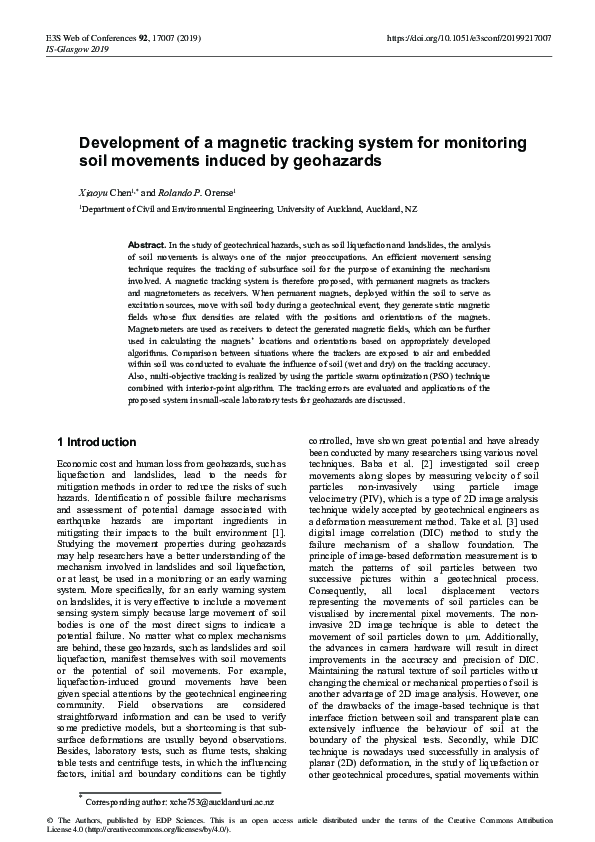 (PDF) Development of a magnetic tracking system for monitoring soil ...