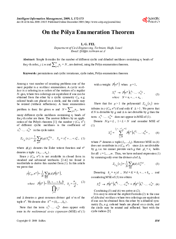 (PDF) On the P lya Enumeration Theorem
