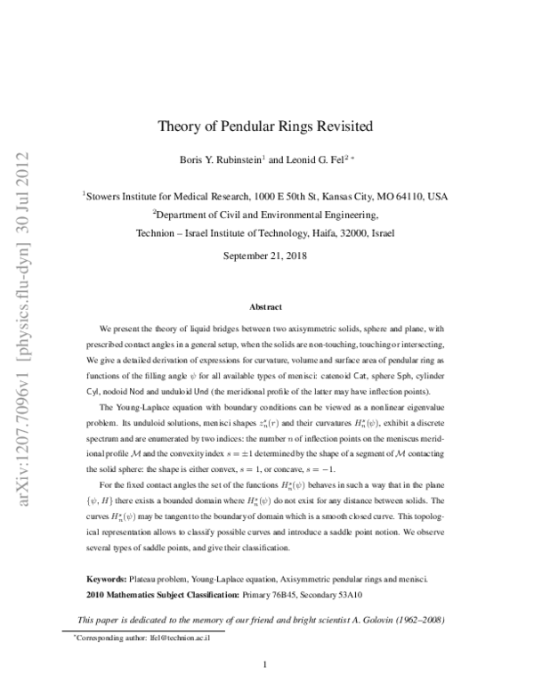 (PDF) Theory of Pendular Rings Revisited