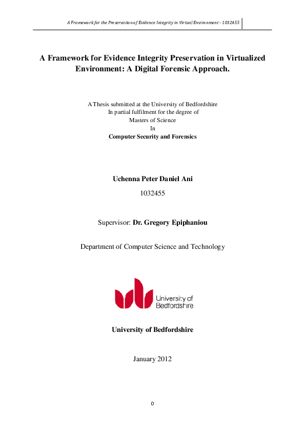(PDF) A framework for evidence integrity preservation in virtualized ...
