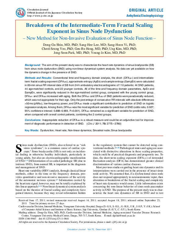 (PDF) Breakdown of the Intermediate-Term Fractal Scaling Exponent in Sinus Node Dysfunction ...