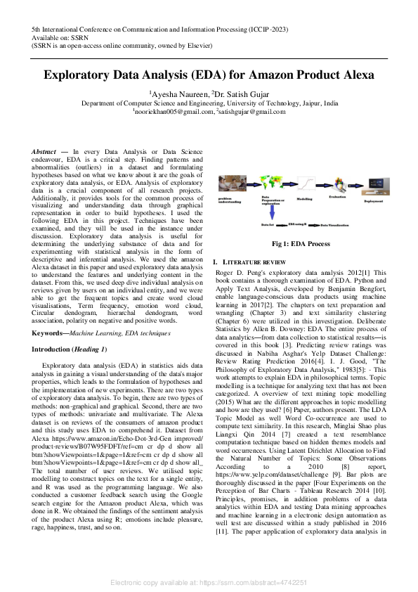 (PDF) Exploratory Data Analysis (EDA) for Amazon Product Alexa