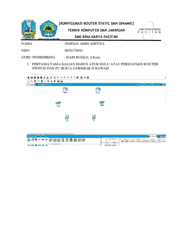 (PDF) KONFIGURASI ROUTER STATIC DAN DINAMIS | NOPIAN AMRI ADITIYA | 10 TKJ | SMK BINA KARYA PACITAN