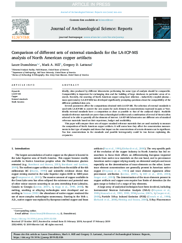 (PDF) Comparison of different sets of external standards for the LA-ICP-MS analysis of North ...