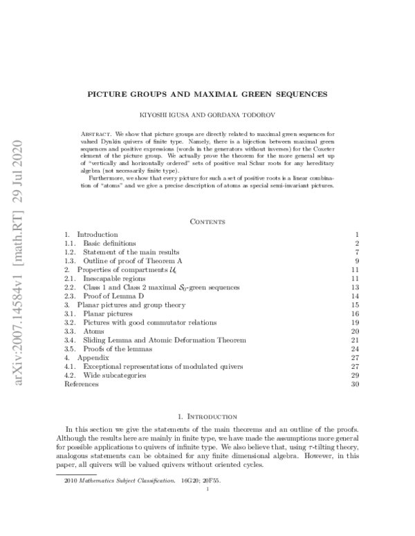 (PDF) Picture groups and maximal green sequences