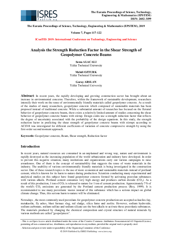 (PDF) Analysis the Strength Reduction Factor in the Shear Strength of Geopolymer Concrete Beams