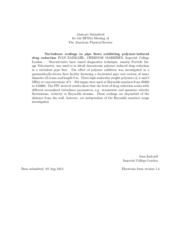 (PDF) Turbulence scalings in pipe flows exhibiting polymer-induced drag ...