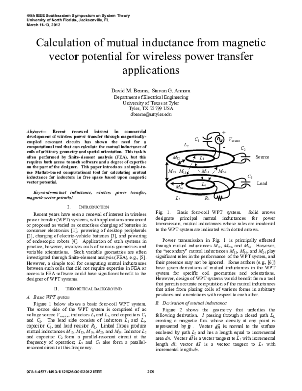 (PDF) Calculation of mutual inductance from magnetic vector potential ...