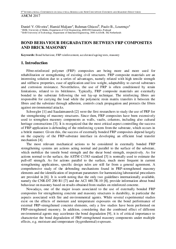 (PDF) Bond behaviour degradation between FRP composites and brick ...