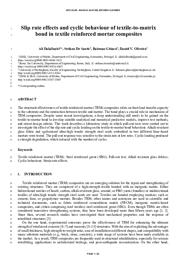 (PDF) Slip rate effects and cyclic behaviour of textile-to-matrix bond ...