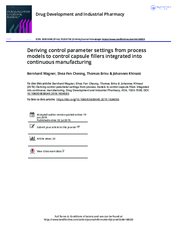 (PDF) Deriving Control Parameter Settings from Process Models to ...