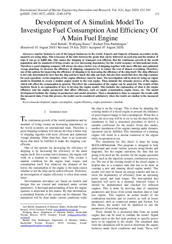 (PDF) Development of A Simulink Model To Investigate Fuel Consumption ...