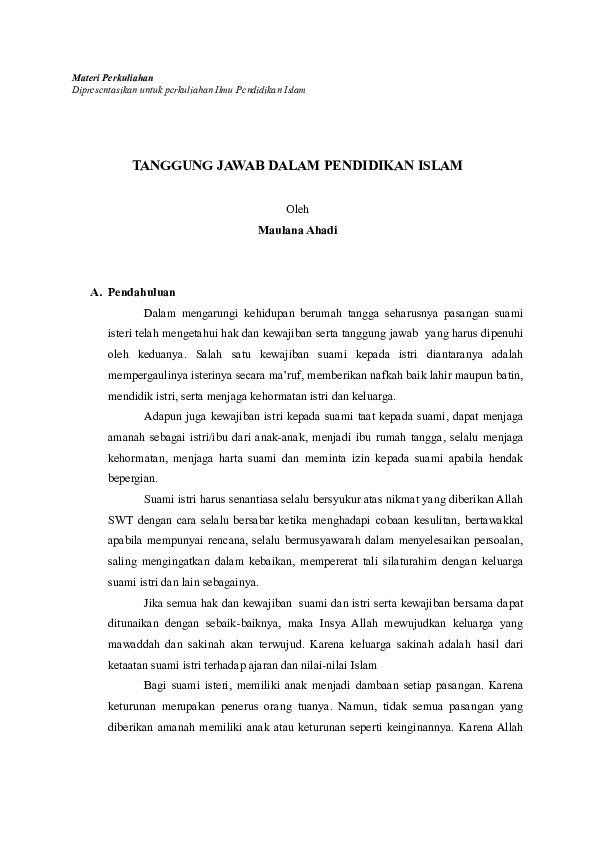 (PDF) TANGGUNG JAWAB DALAM PENDIDIKAN ISLAM