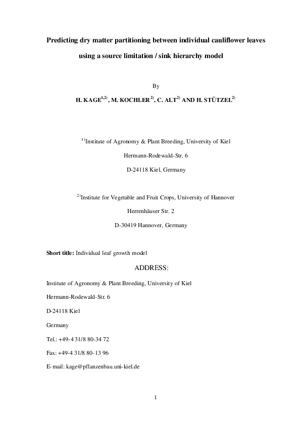 (PDF) Predicting dry-matter partitioning between individual cauliflower ...