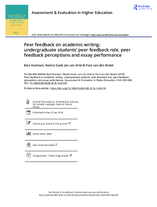 (PDF) Peer feedback on academic writing: undergraduate students’ peer ...
