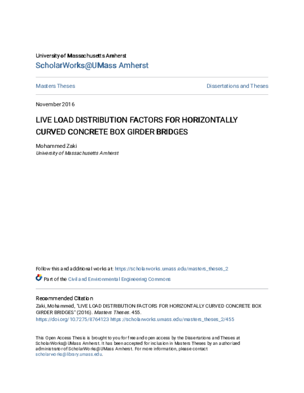 (PDF) Live Load Distribution Factors for Horizontally Curved Concrete ...