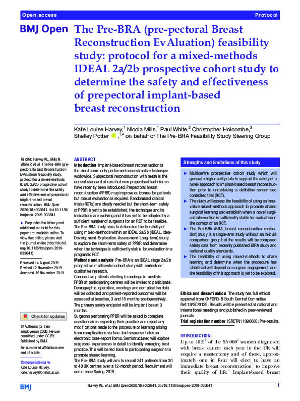 (PDF) The Pre-BRA (pre-pectoral Breast Reconstruction EvAluation ...