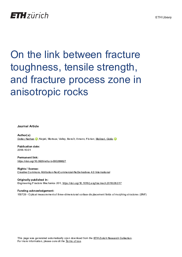 (PDF) On the link between fracture toughness, tensile strength, and fracture process zone in ...