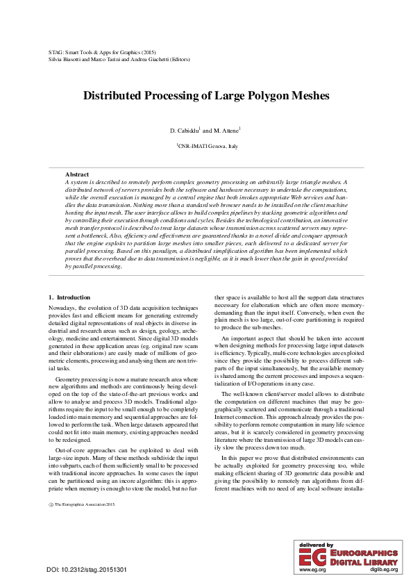 (PDF) Distributed Processing of Large Polygon Meshes