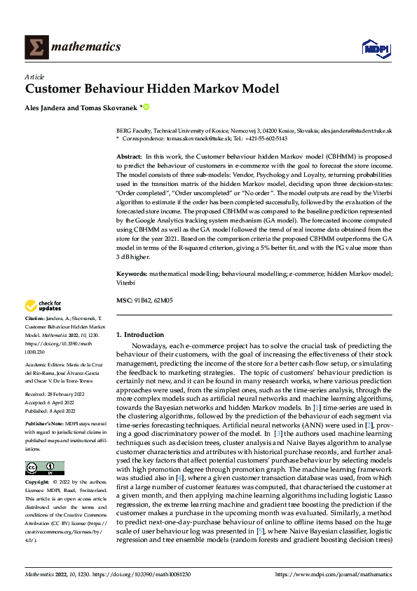 (PDF) Customer Behaviour Hidden Markov Model