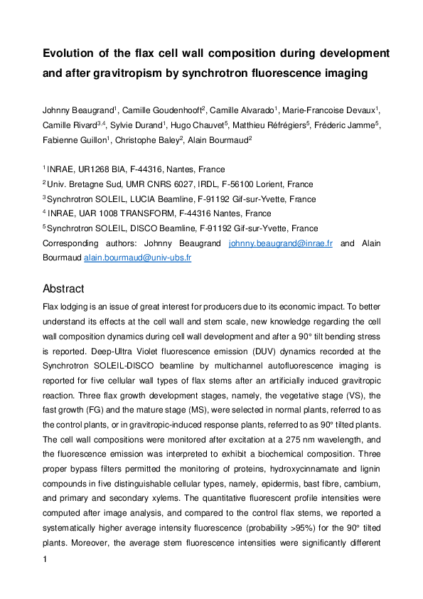 (PDF) Evolution of the Flax Cell Wall Composition During Development ...