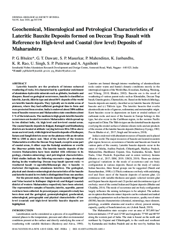 (PDF) Geochemical, Mineralogical and Petrological Characteristics of Lateritic Bauxite Deposits ...