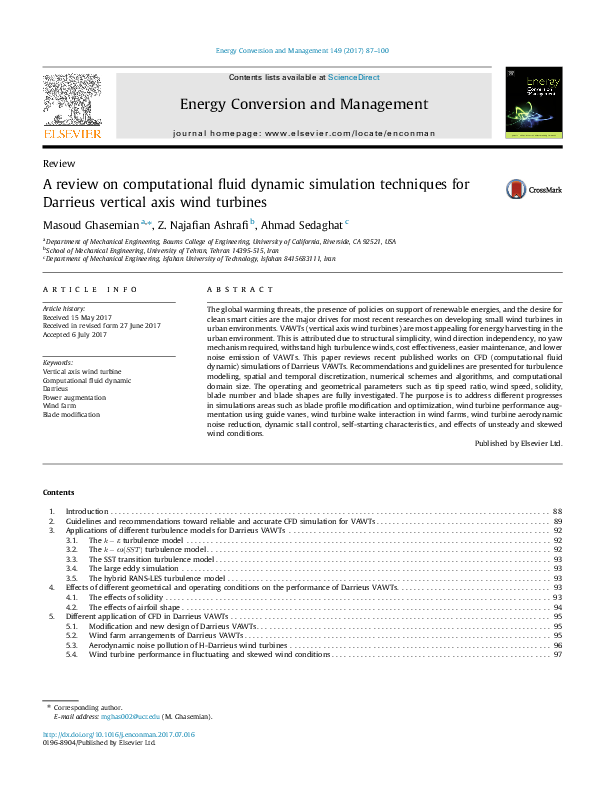 Pdf A Review On Computational Fluid Dynamic Simulation Techniques For Darrieus Vertical Axis