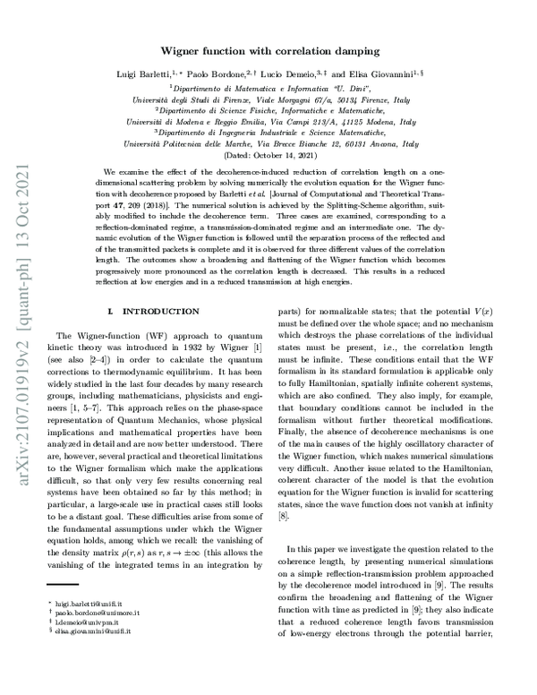 (PDF) Wigner function with correlation damping