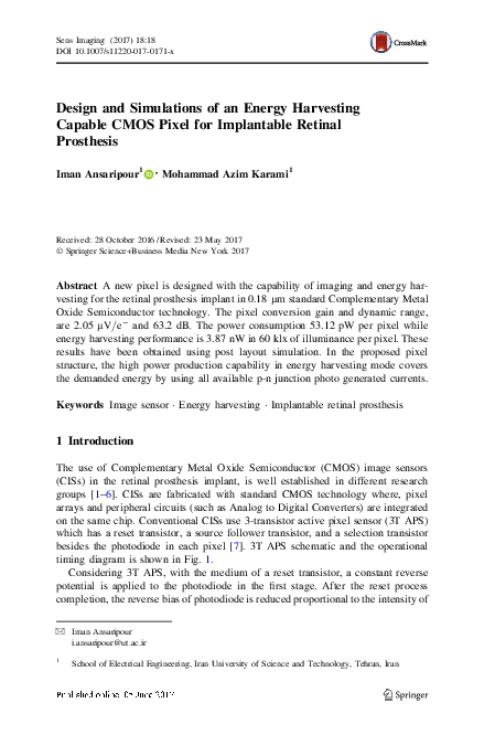 (PDF) Design and Simulations of an Energy Harvesting Capable CMOS Pixel ...