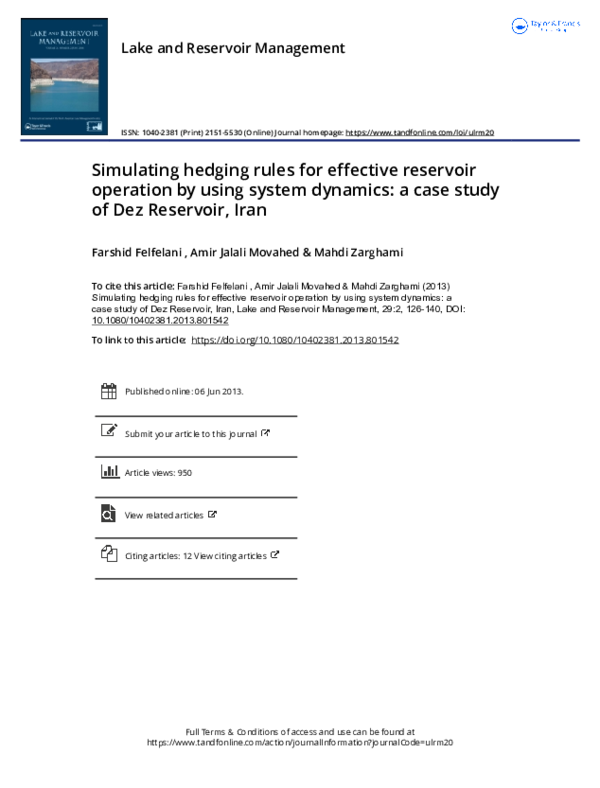 (PDF) Simulating hedging rules for effective reservoir operation by using system dynamics: a ...