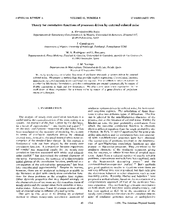 Pdf Theory For Correlation Functions Of Processes Driven By External Colored Noise Jaume