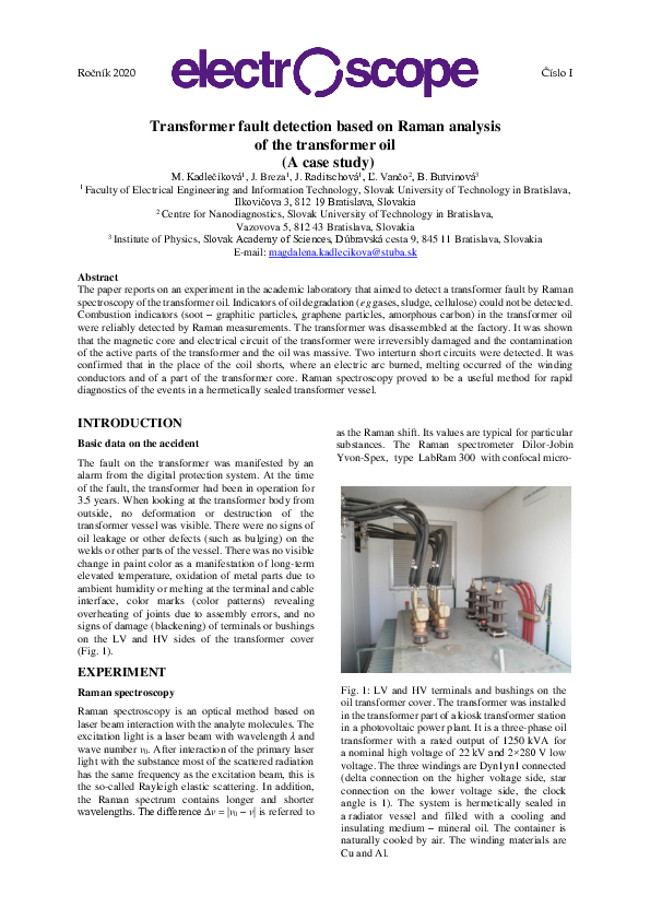 (PDF) Transformer fault detection based on Raman analysis of the transformer oil (A case study)
