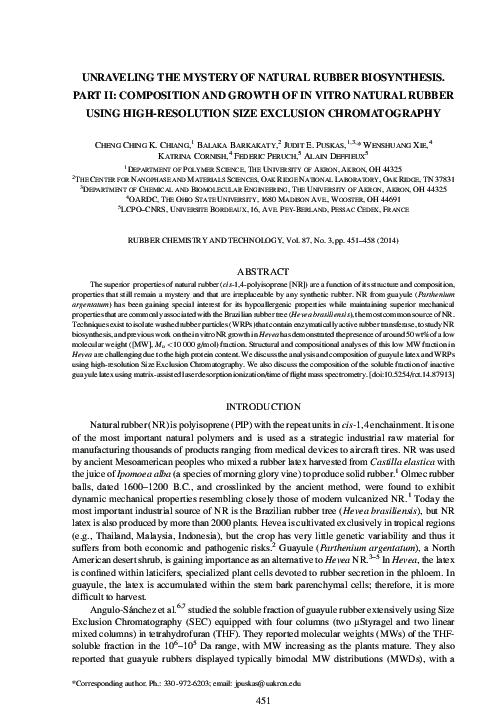 (PDF) Unraveling the Mystery of Natural Rubber Biosynthesis. Part II ...
